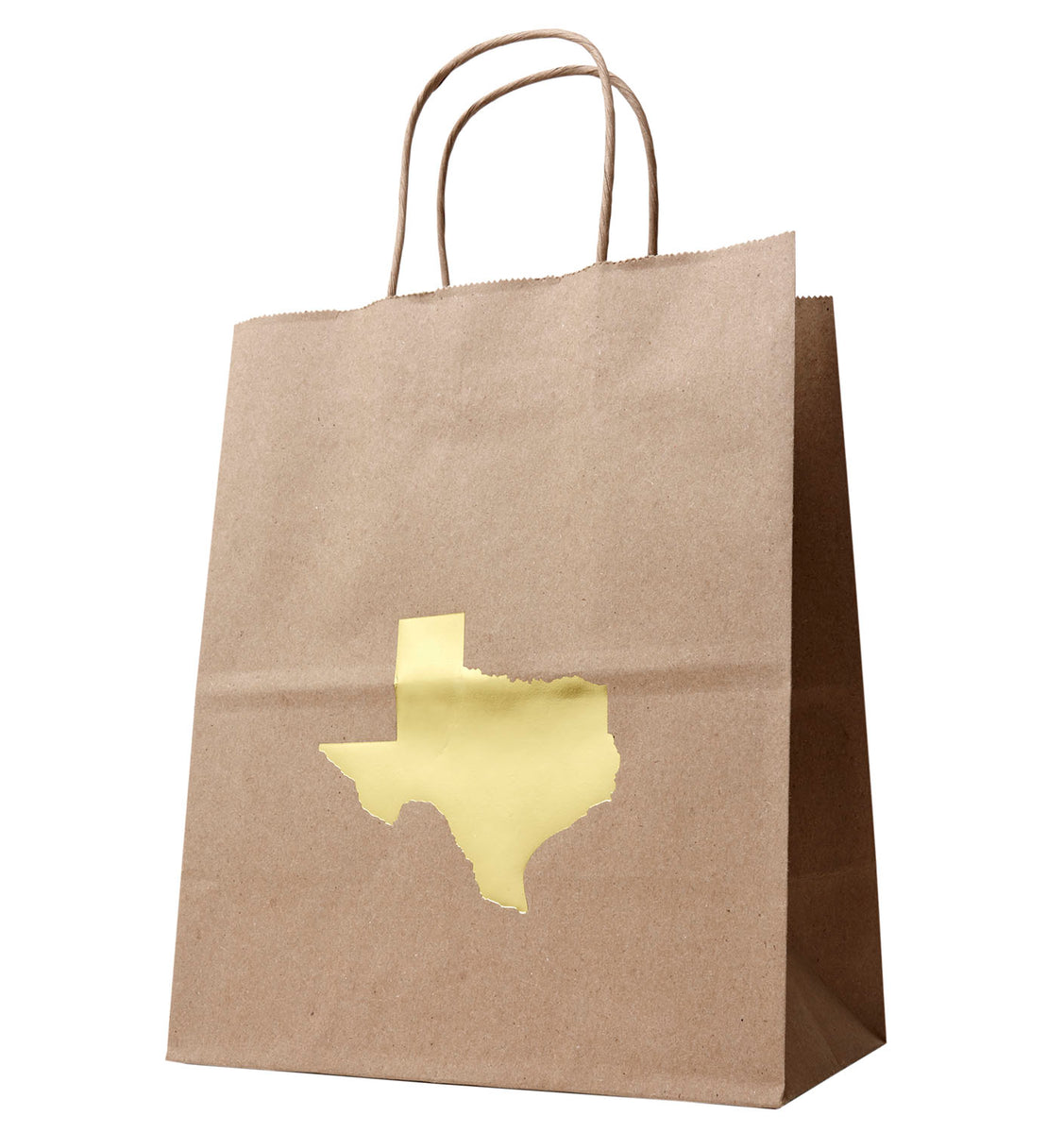 Texas Gift Bag with Gold State of Texas Shape Natural Kraft – Texas ...